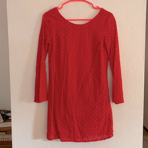 Heyton | Dresses | Heyton Red Eyelet Dress | Poshmark